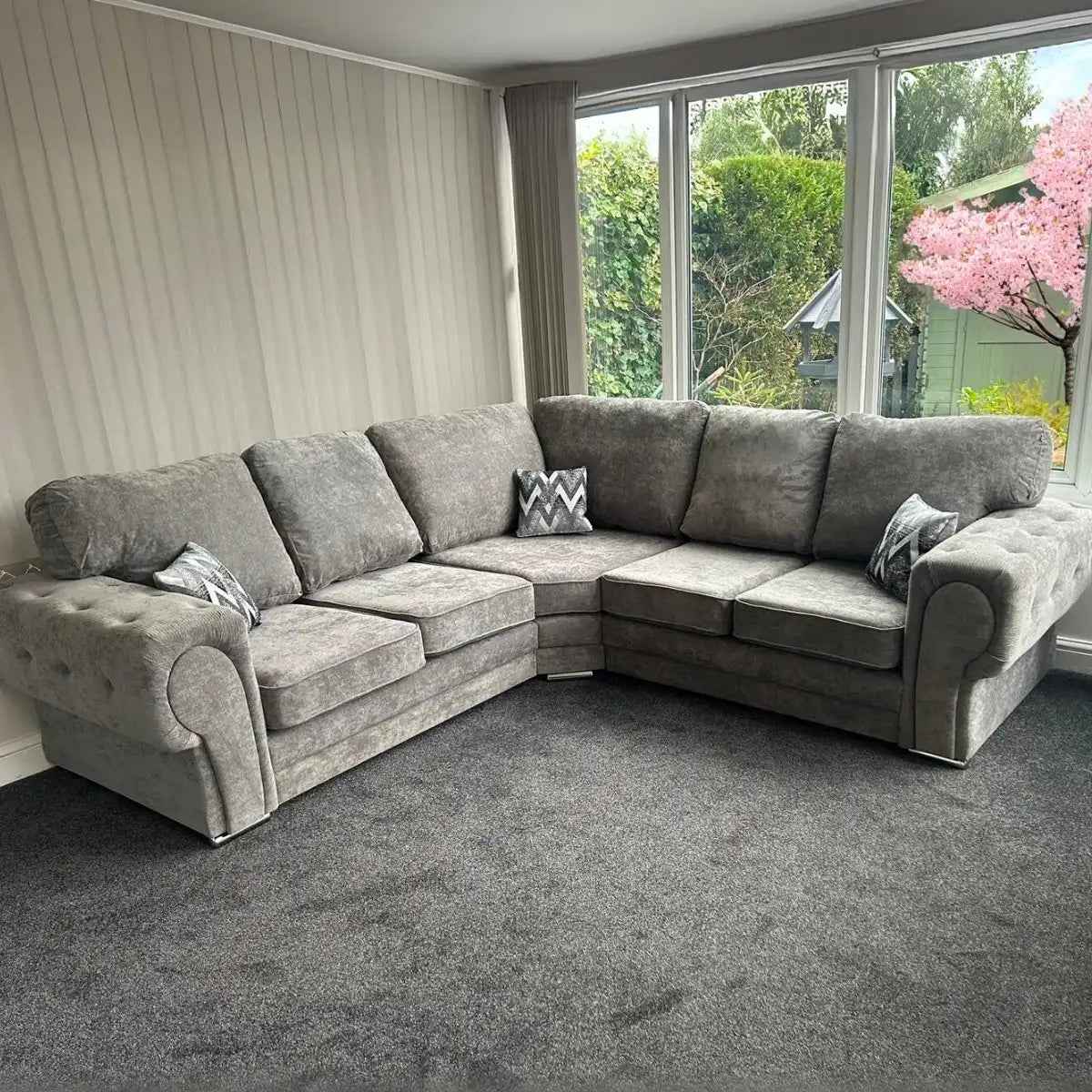 Verona Full Back 2C2 Corner Sofa 5 Seater Grey or Mink